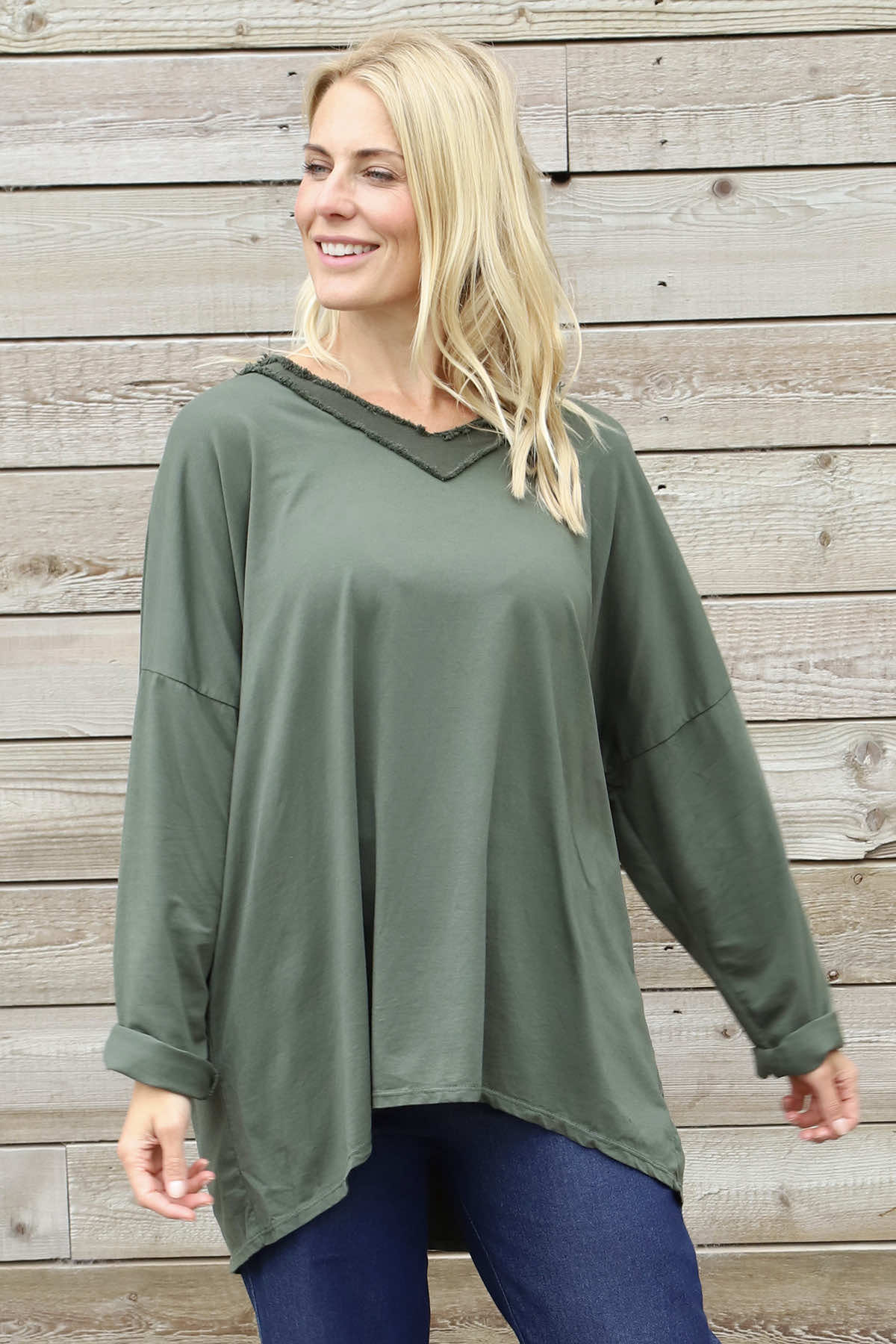 Made In Italy Indira V-Neck Cotton Top | Kit and Kaboodal