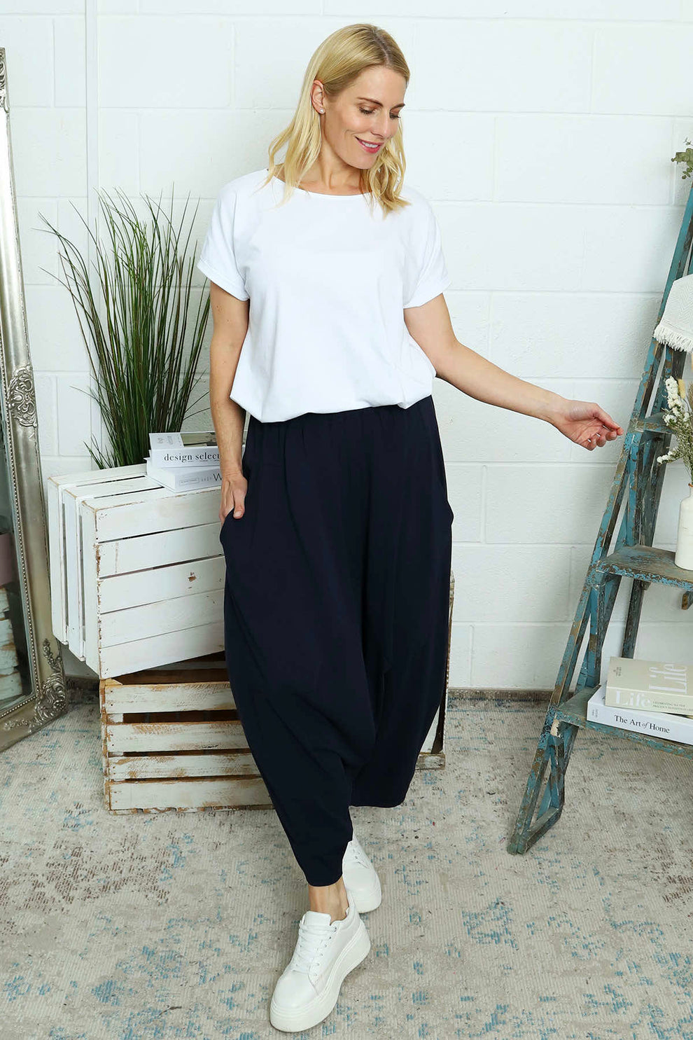 Made In Italy Janine Cotton Harem Trousers | Kit and Kaboodal