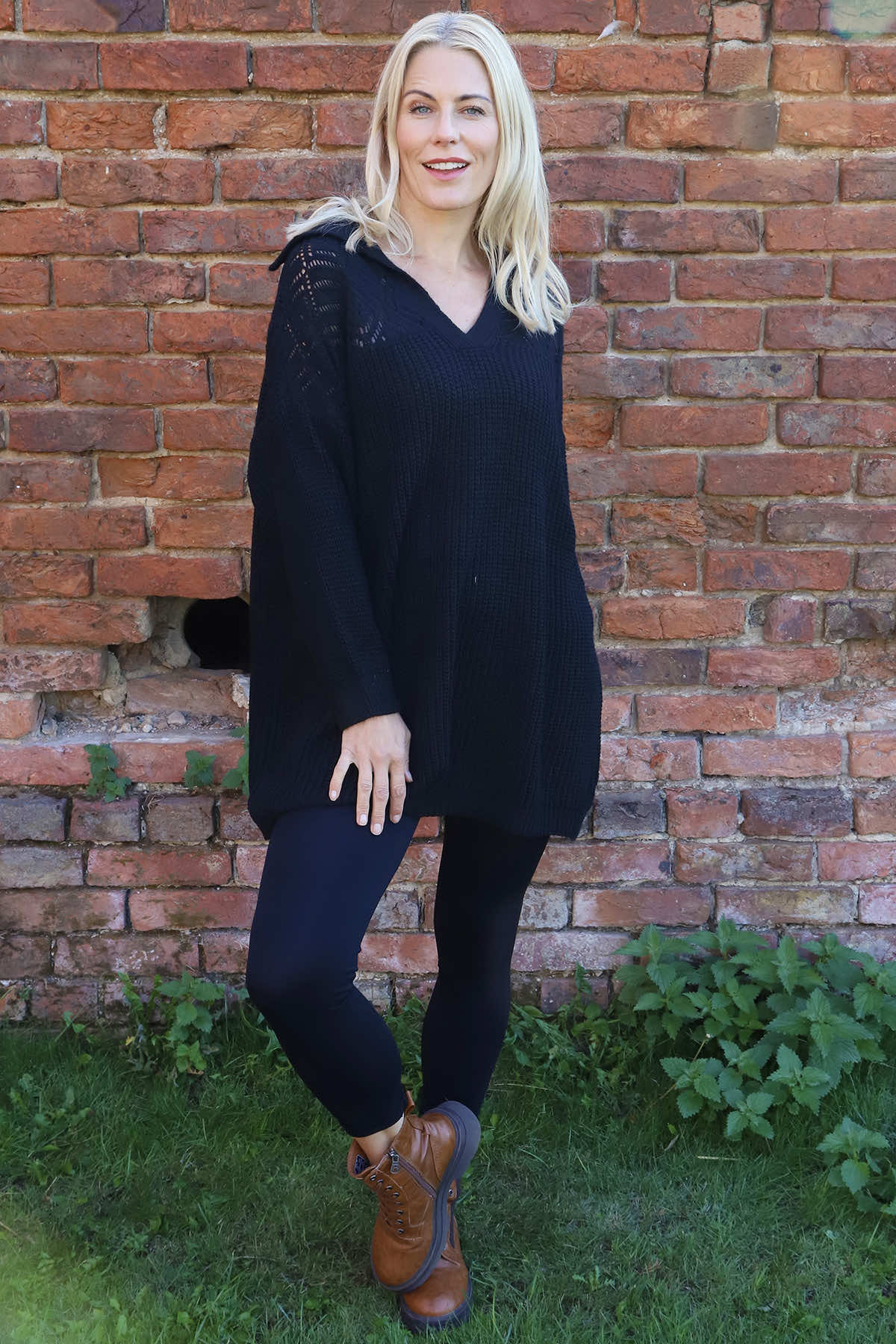 Black Rania Collared Knitted Jumper UK | Made In Italy | Kit and Kaboodal