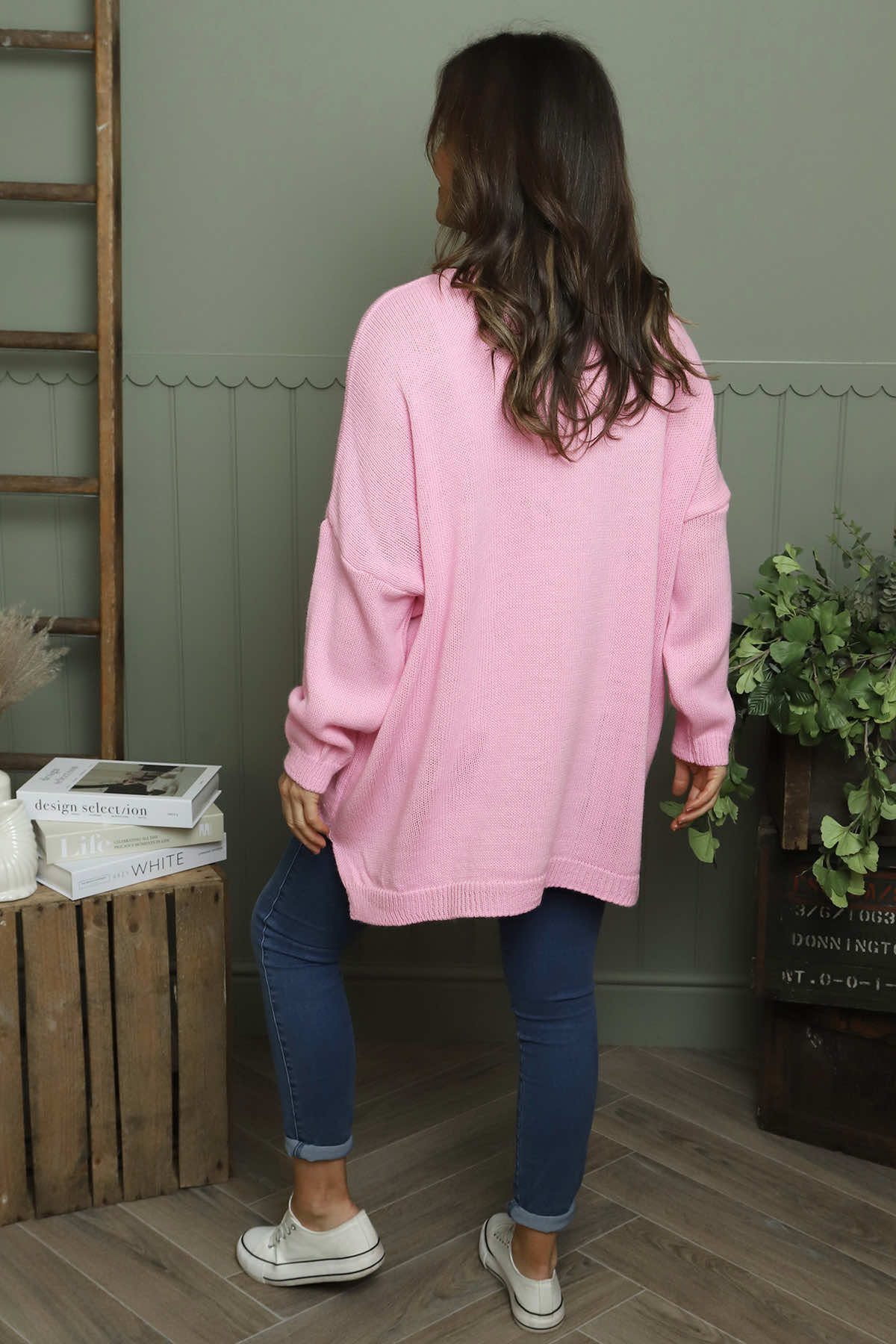 Bubblegum Pink Josephine V-Neck Knitted Jumper UK | Made In Italy | Kit ...
