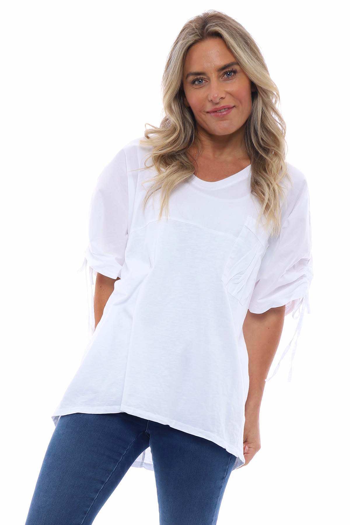 Anistyn Drawstring Sleeve Cotton Top | Kit and Kaboodal